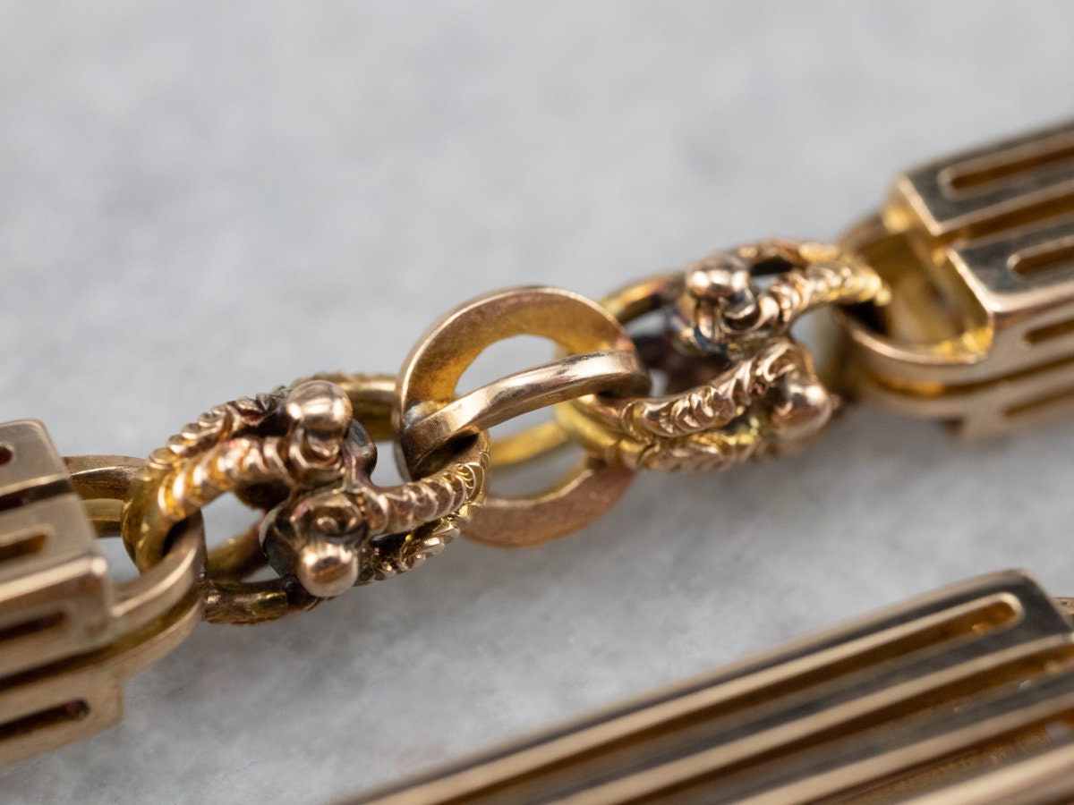 Victorian Era Pocket Watch Chain Necklace, Bold Antique Victorian Era Pocket Watch Chain Necklace, Bold Antique