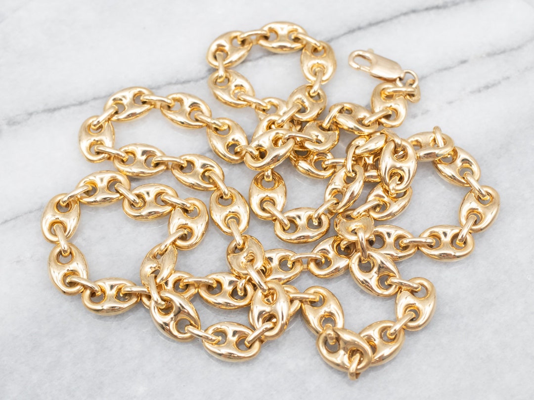 Yellow Gold Anchor Link Chain, Gold Mariner Chain, Vintage Gold Chain ...