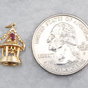 Ornate Ruby Temple Charm, Vintage Gold Charm, Yellow Gold Charm ...
