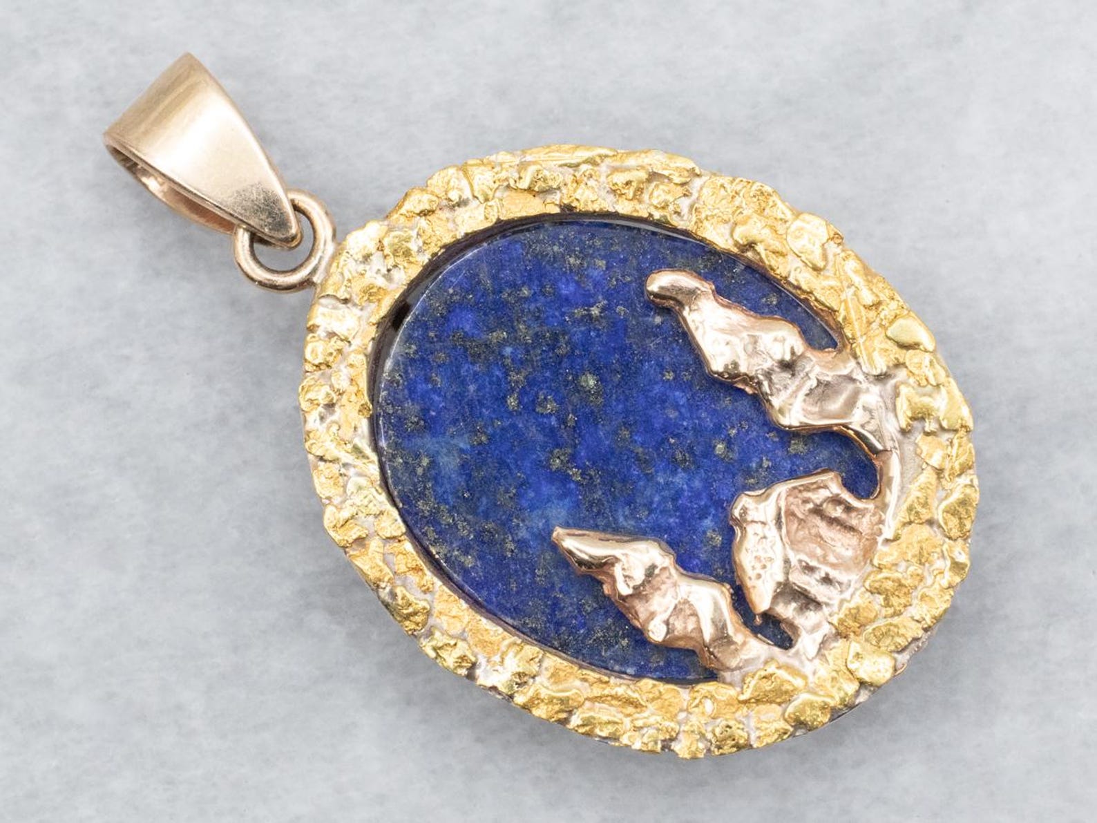 Alaskan Cabin: Fine Gold Nugget and Lapis Lazuli Pendant YE9ACQ - Etsy