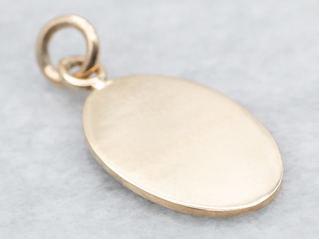 Yellow Gold Oval Disc Pendant, Monogram Ready, Circle Pendant, Layering ...