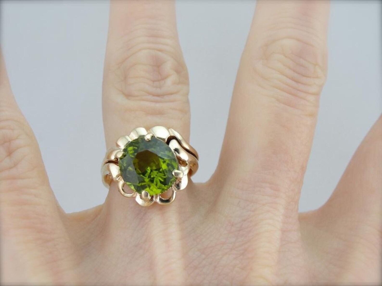 Rare Retro Era Two Piece Peridot Ring for Cocktail or as | Etsy