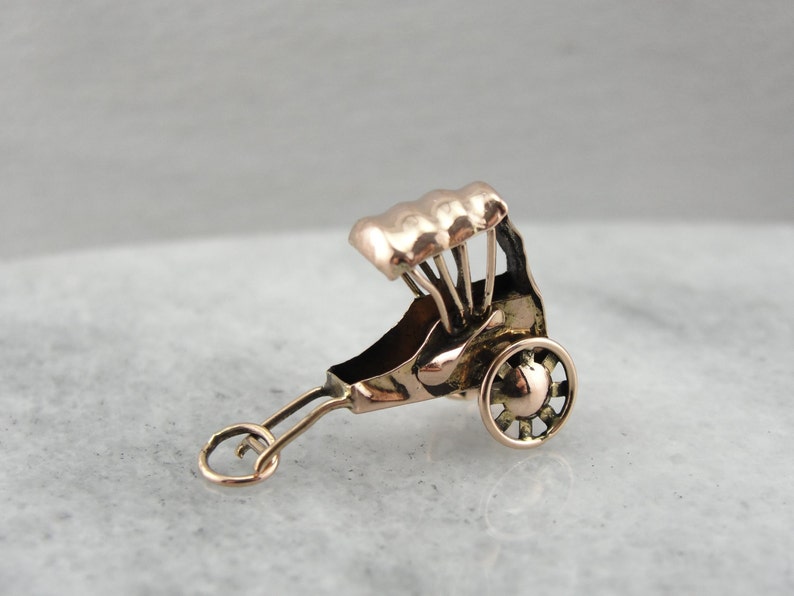 Rickshaw Rose: Gold Buggy Charm or Pendant - Etsy
