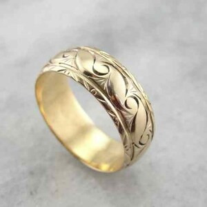 Rose Gold Band With Etched Wave Pattern TZYKKT-N - Etsy