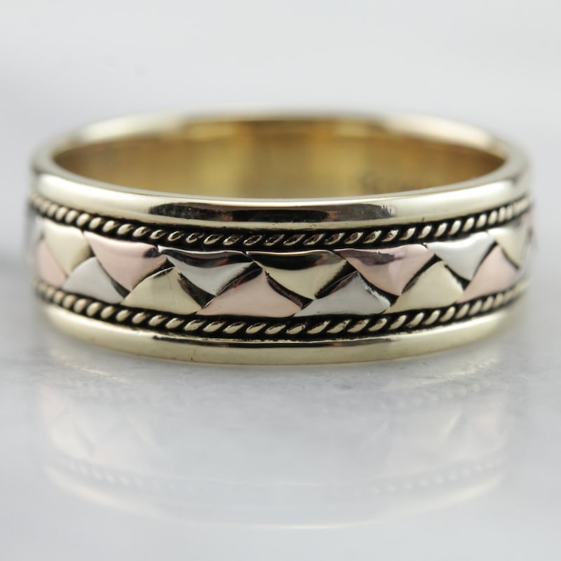 Tricolor Braided Wedding Band - Etsy