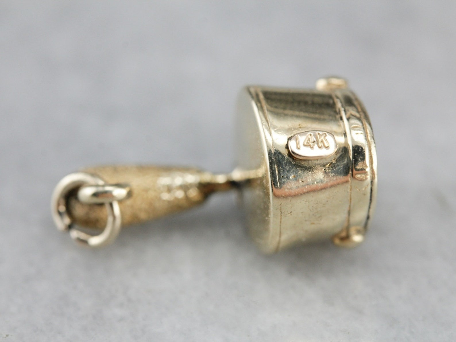 Vintage Shako Charm, Yellow Gold Marching Band Hat Pendant, Layering ...