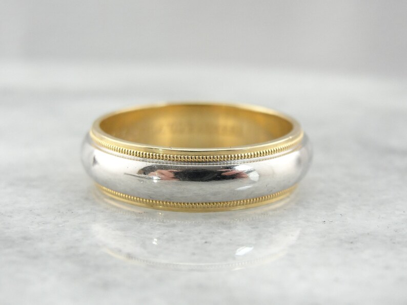 Mixed Metals: 18K Yellow Gold and Platinum Wedding Band by | Etsy