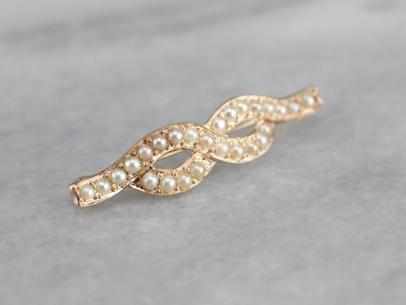 Antique Seed Pearl Pin Pearl Brooch Infinity Pin Unisex | Etsy