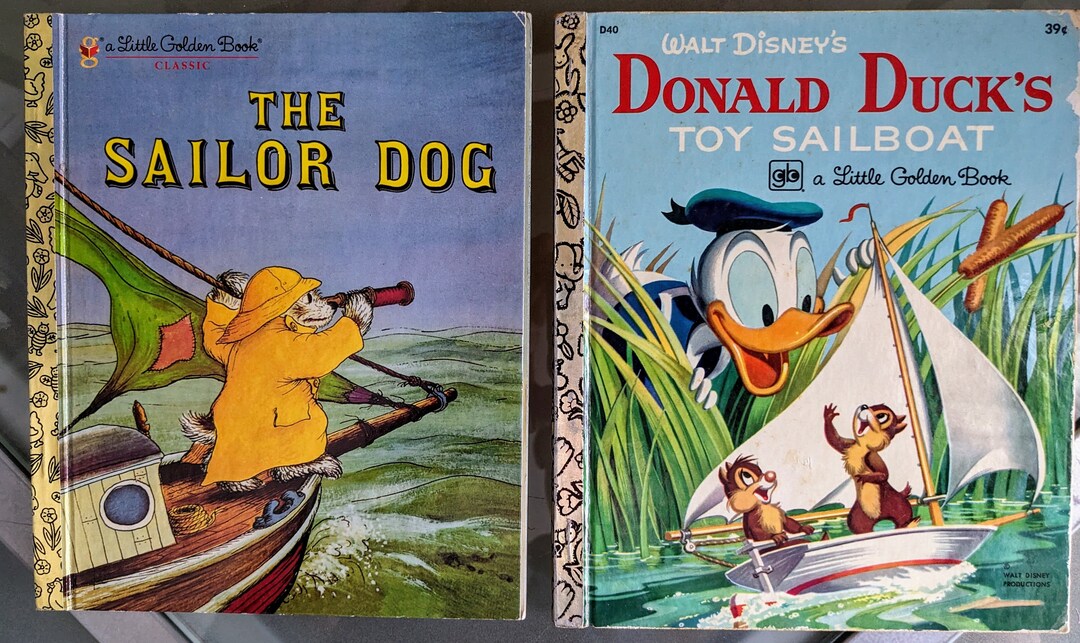 Pair of Nautical Themed Little Golden Books: Donald Duck's Toy Sailboat ...