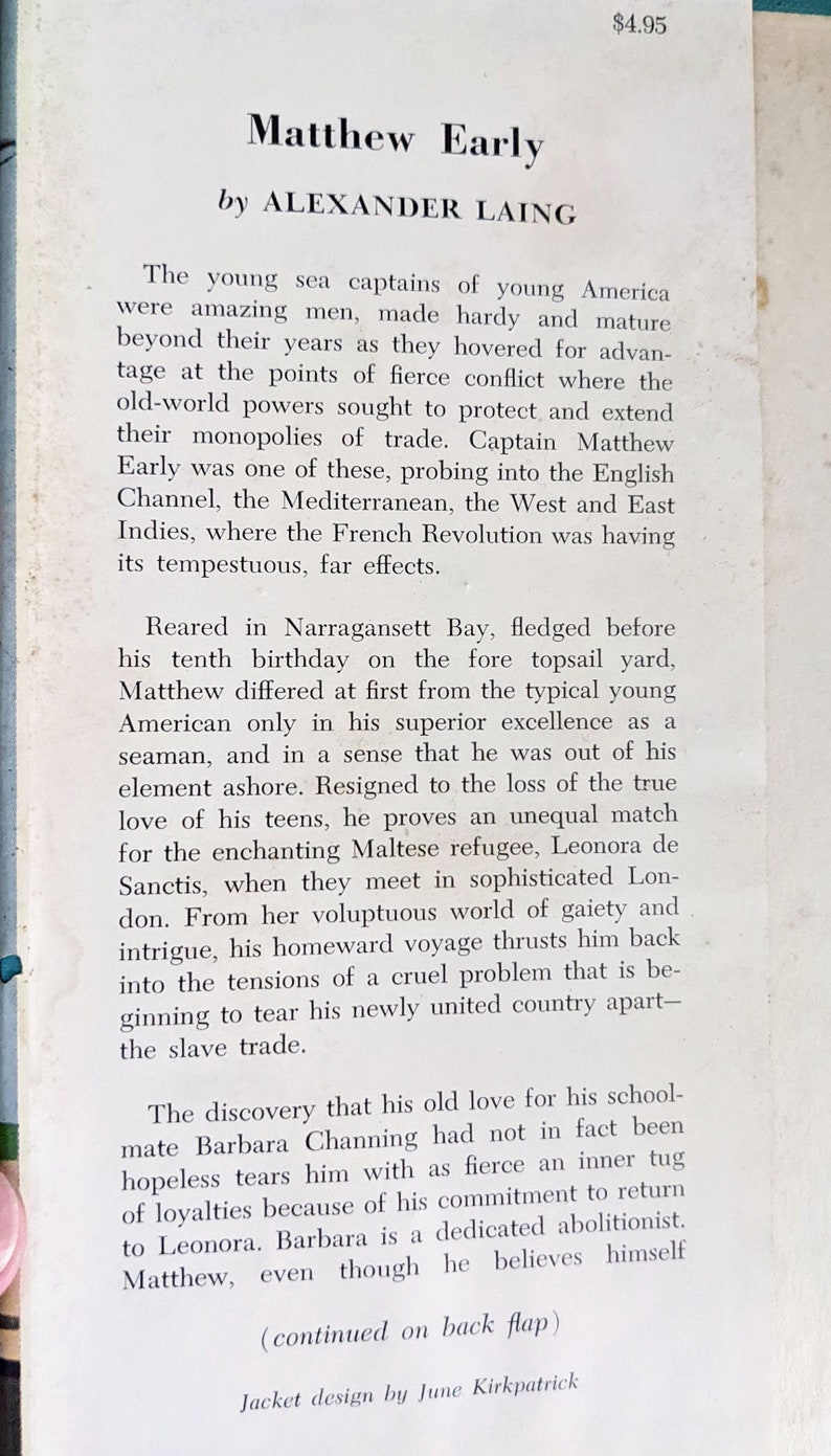 Matthew Earl, 17thc Sea Adventure, Alexander Laing, 1957 Stated 1st Ed ...
