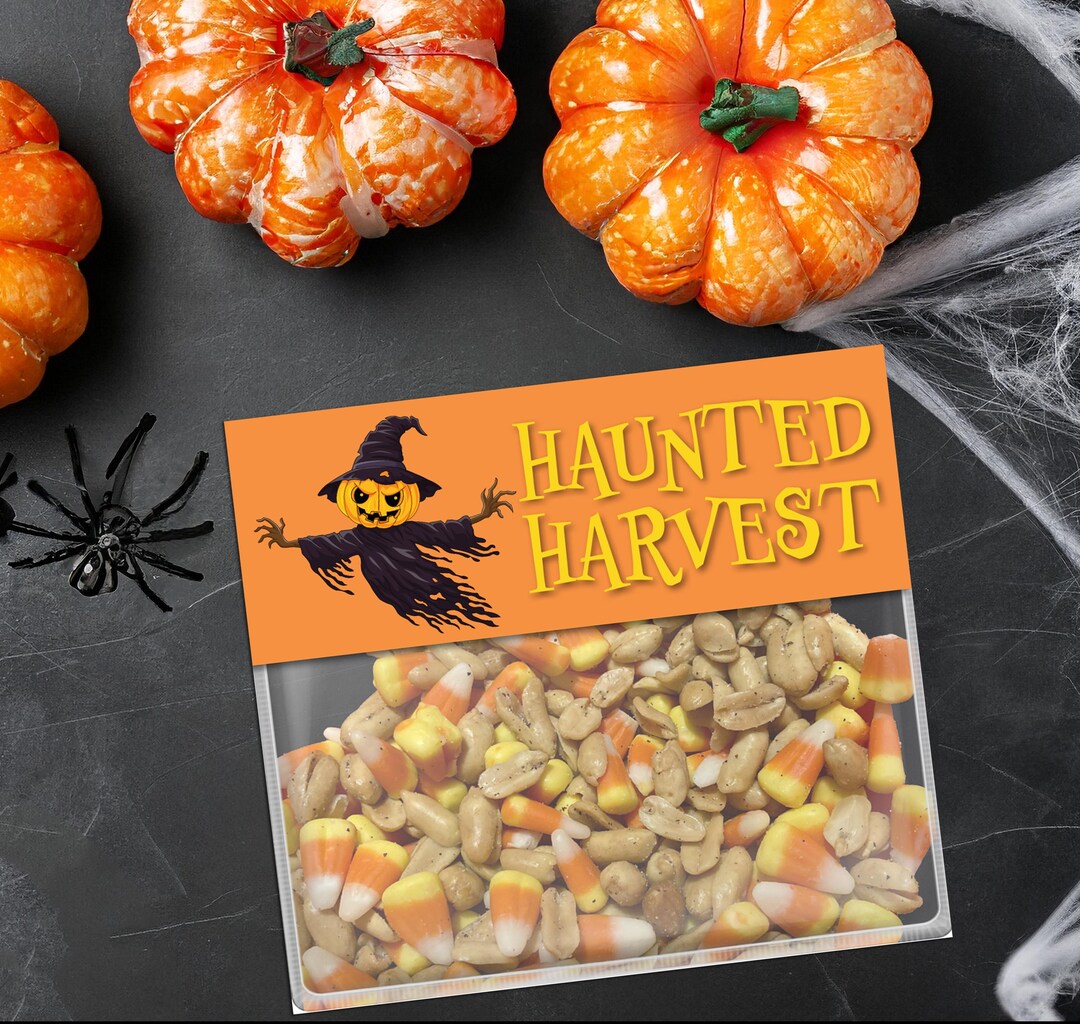 Halloween Treat Bag Topper | Haunted Harvest Candy Corn & Peanut Mix ...