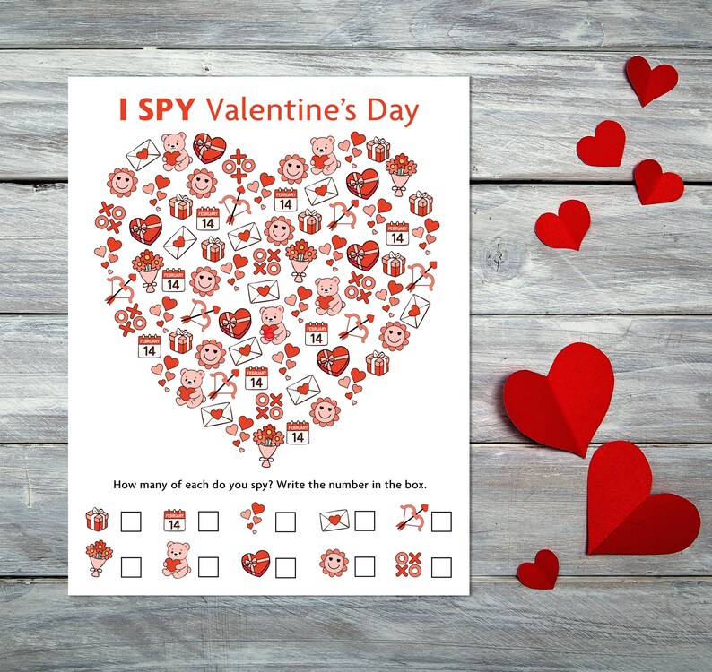 Valentine's Day I Spy Game | Kids Printable Activity (PDF Download) - Etsy
