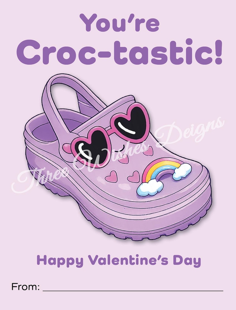 Croc Valentine Cards for Kids | Printable Valentine's Day (PDF) - Etsy