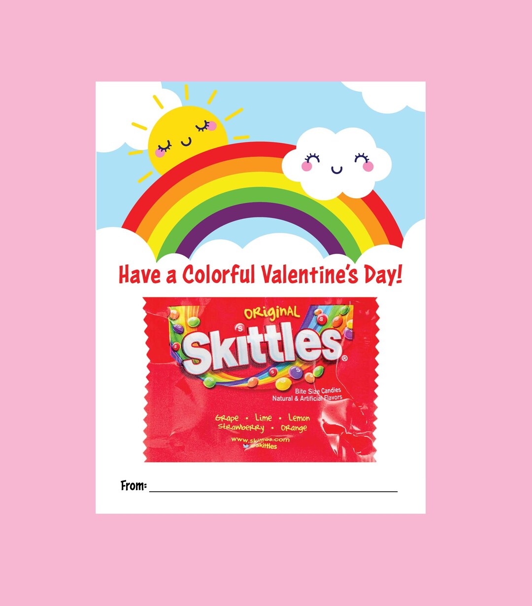 Skittles Valentine Printable for Kids | Rainbow Candy Classroom ...