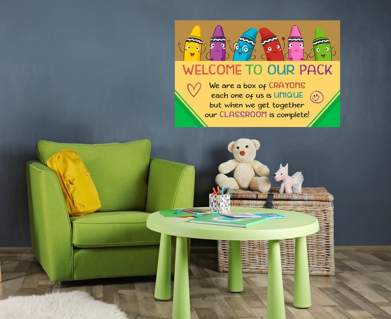 Welcome to Our Pack Crayon Sign | Teacher Classroom Decor (digital ...