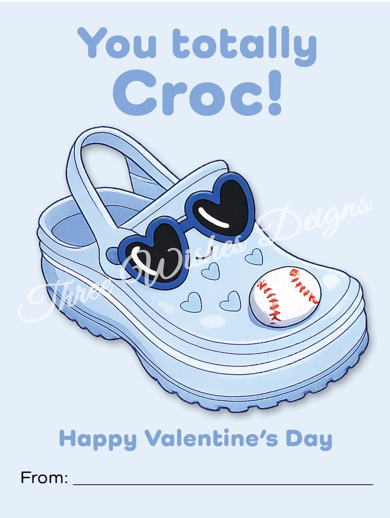 Croc Valentine Cards for Kids | Printable Valentine's Day (PDF) - Etsy