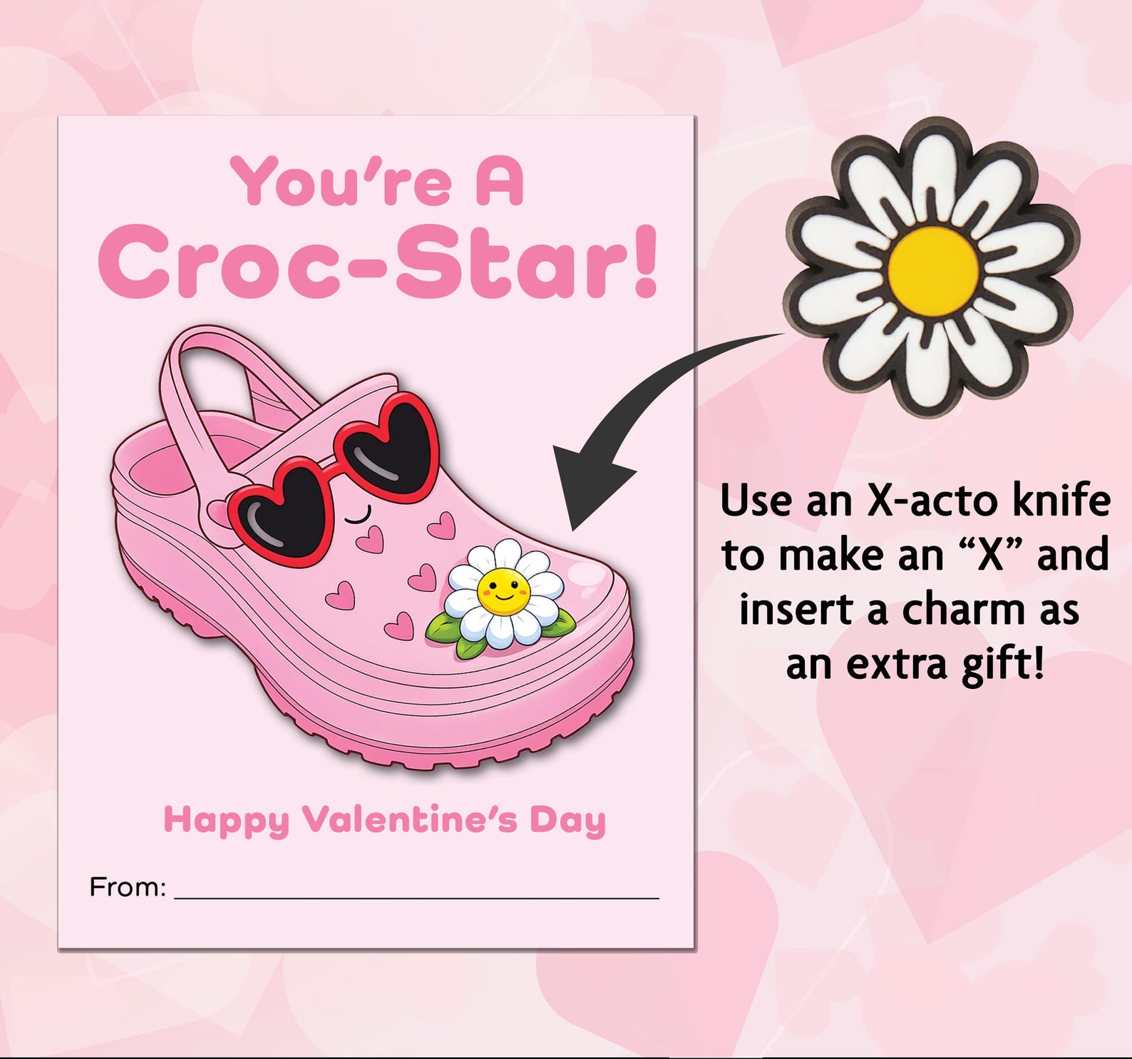Croc Valentine Cards for Kids | Printable Valentine's Day (PDF) - Etsy
