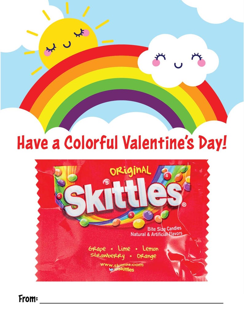 Skittles Valentine Printable for Kids | Rainbow Candy Classroom ...