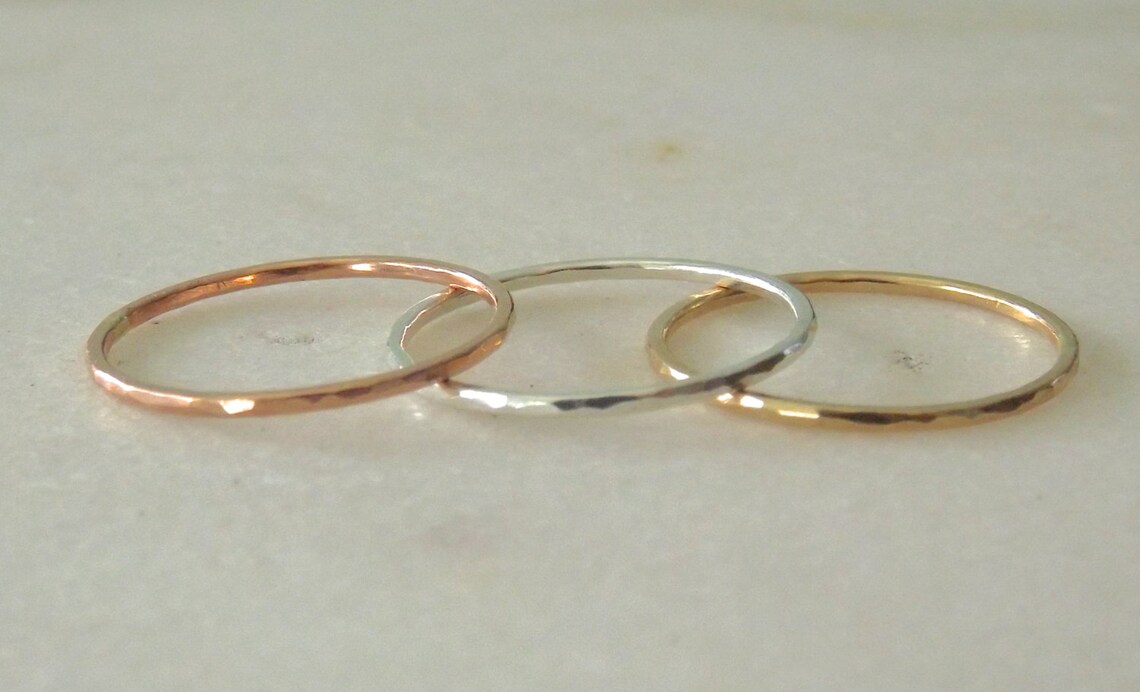 Gold and Silver Rings Gold & Sterling Silver Stacking Ring | Etsy