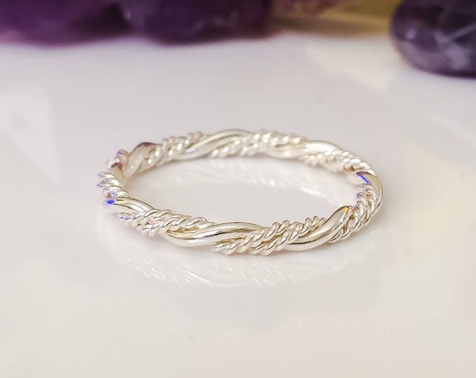 Braided Sterling Silver Stacking Ring, Rope Twist Design, Sterling ...