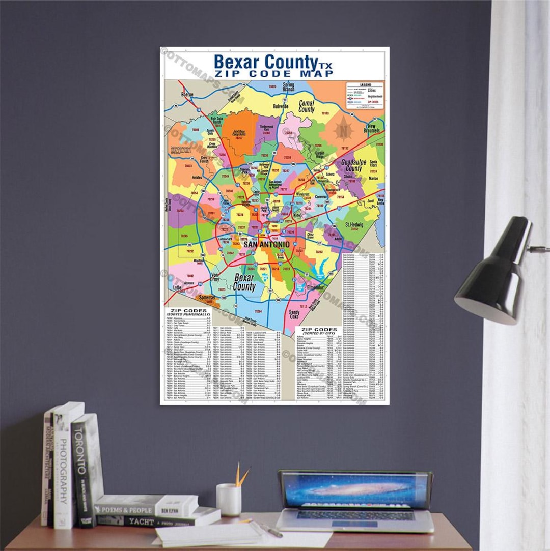 Bexar County Zip Code Map - POSTER PRINTS - Etsy