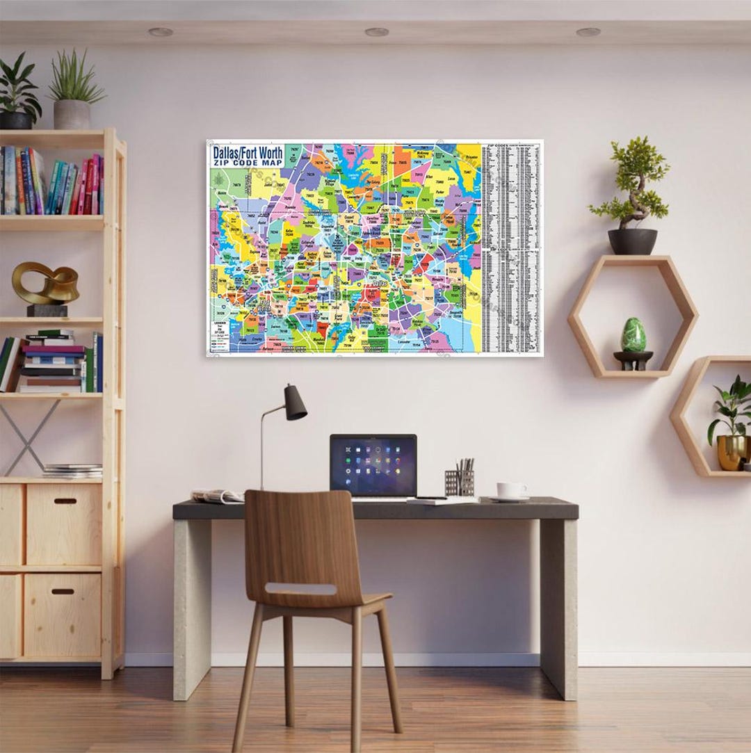 Dallas Fort Worth Zip Code Map - Zip Codes Colorized - POSTER PRINTS - Etsy