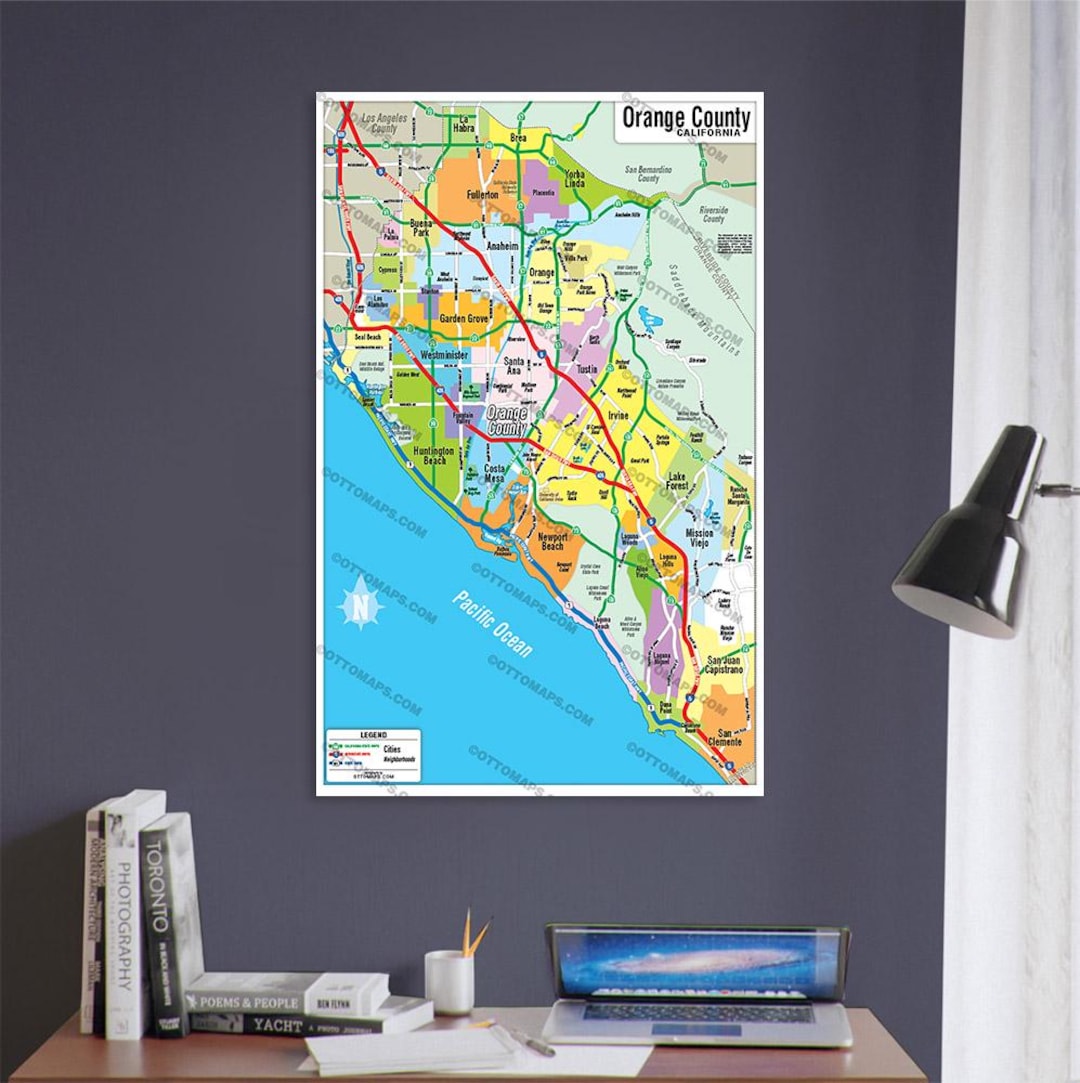 Orange County Map - No Zip Codes - POSTER PRINTS - Etsy