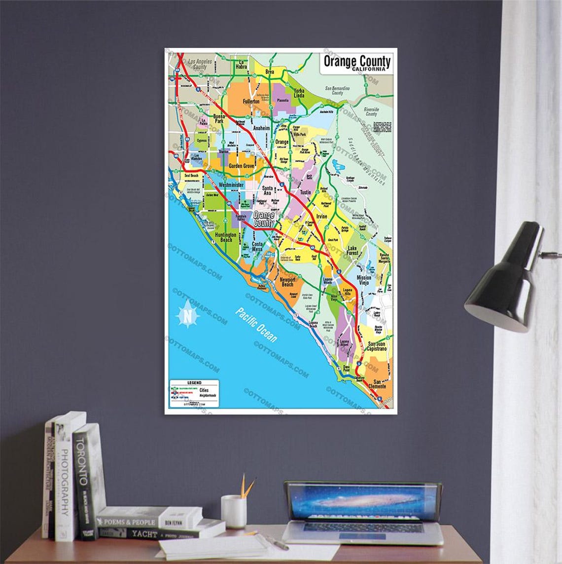 Orange County Map - No Zip Codes - POSTER PRINTS - Etsy
