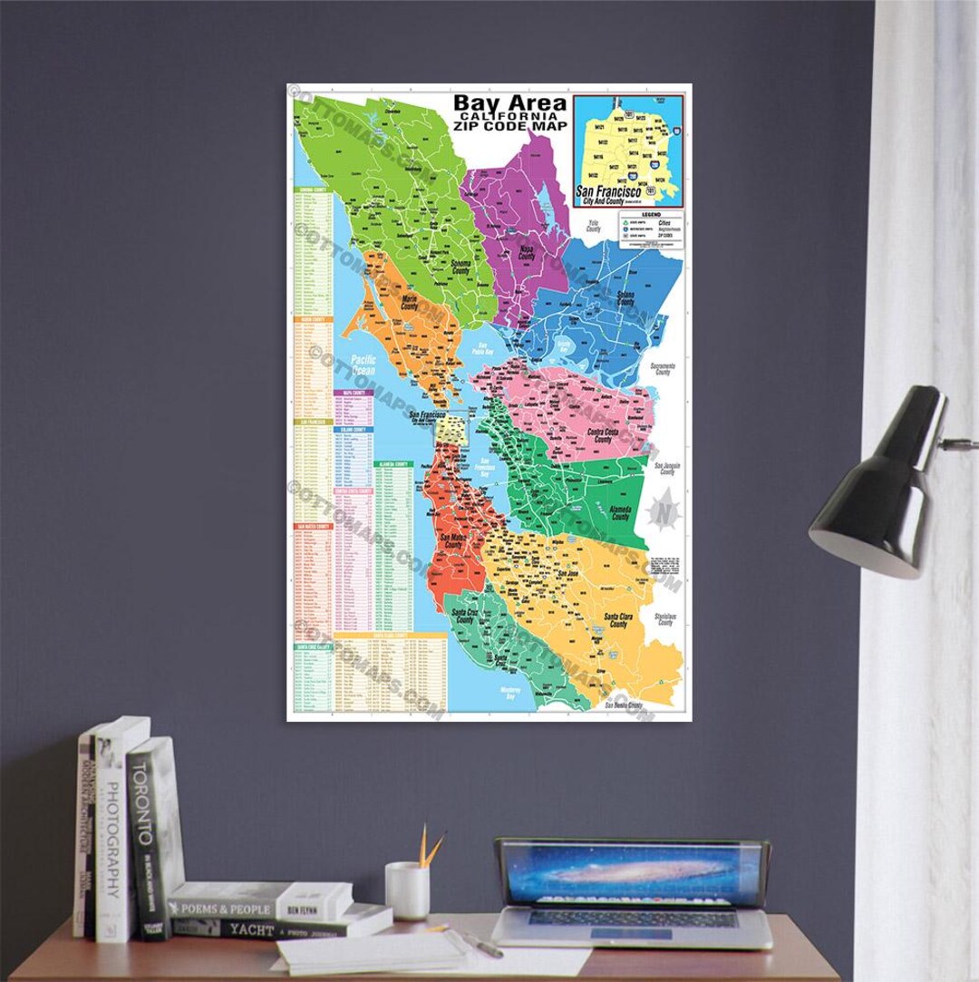 Bay Area Zip Code Map (counties Colorized) - POSTER PRINTS - Etsy Australia