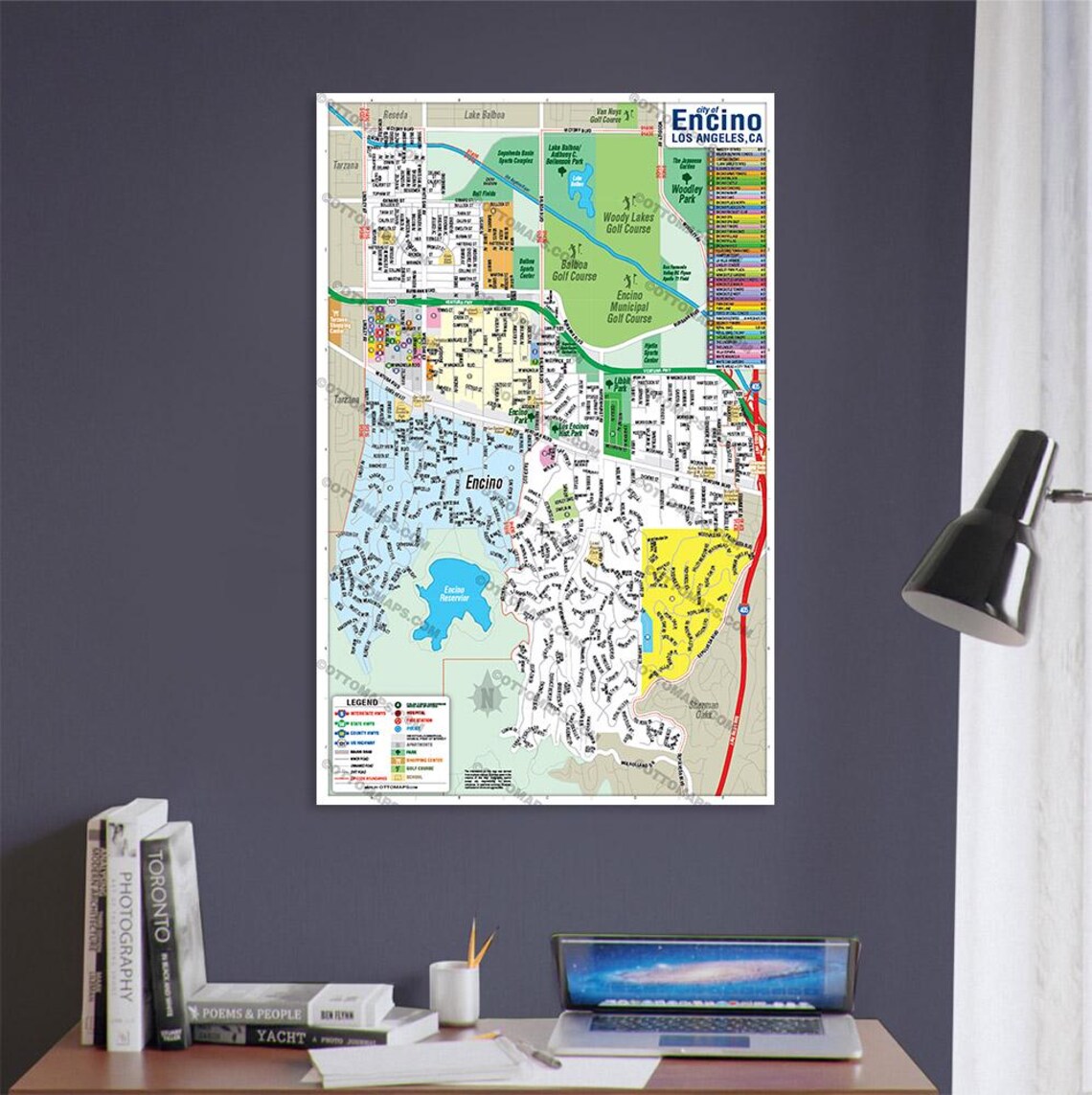 Encino Map, Los Angeles County, CA - POSTER PRINTS - Etsy