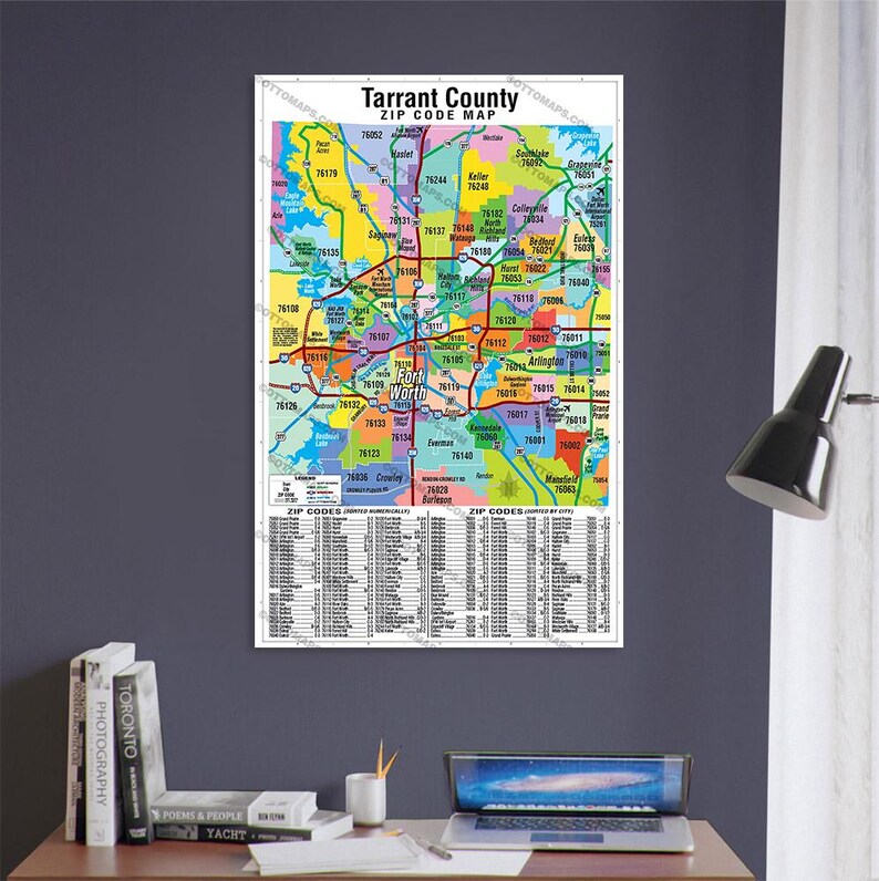 Tarrant County Zip Code Map - POSTER PRINTS - Etsy
