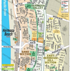 Hermosa Beach Map, Los Angeles, CA - POSTER PRINTS - Etsy