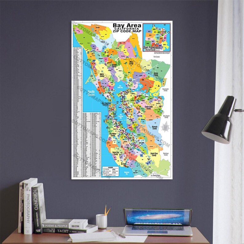 Bay Area Zip Code Map (zip Codes Colorized) - POSTER PRINTS - Etsy