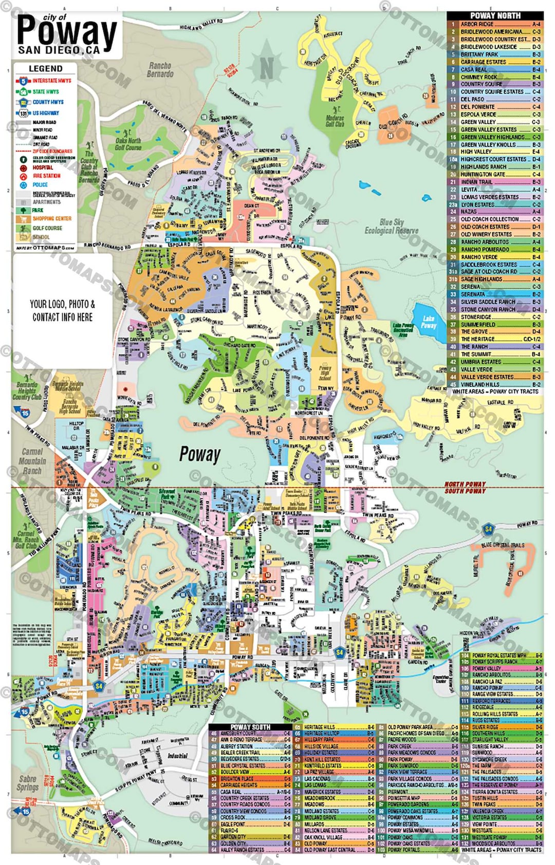 Poway Map, San Diego County POSTER PRINTS - Etsy