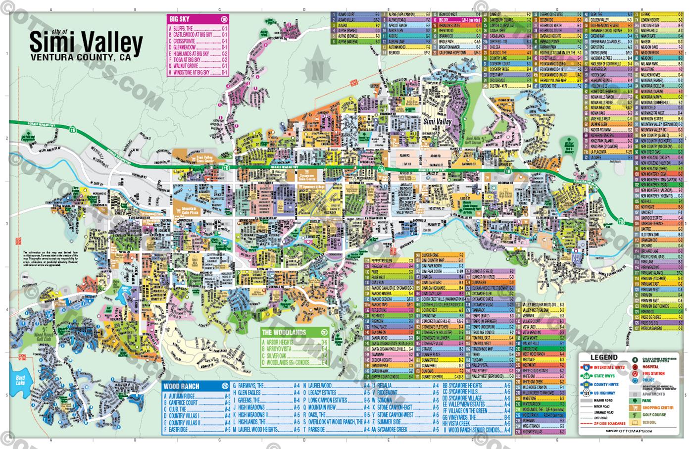 Simi Valley Map, Ventura County, CA - POSTER PRINTS - Etsy