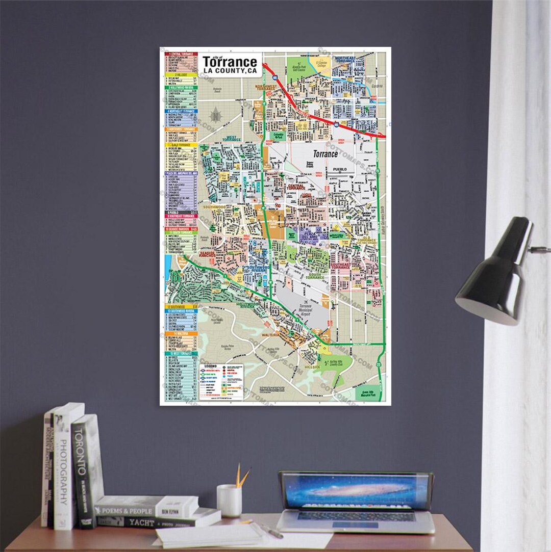 Torrance Map, Los Angeles County, CA - POSTER PRINTS - Etsy