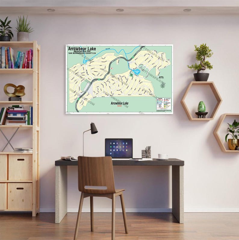 Arrowbear Lake Map, San Bernardino County, CA - POSTER PRINTS - Etsy