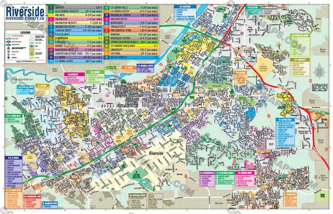 Riverside City Map, CA POSTER PRINTS - Etsy