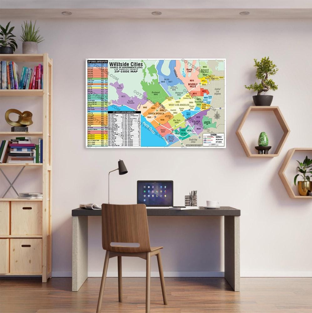 West Side Cities Zip Code Map, Los Angeles - POSTER PRINTS - Etsy