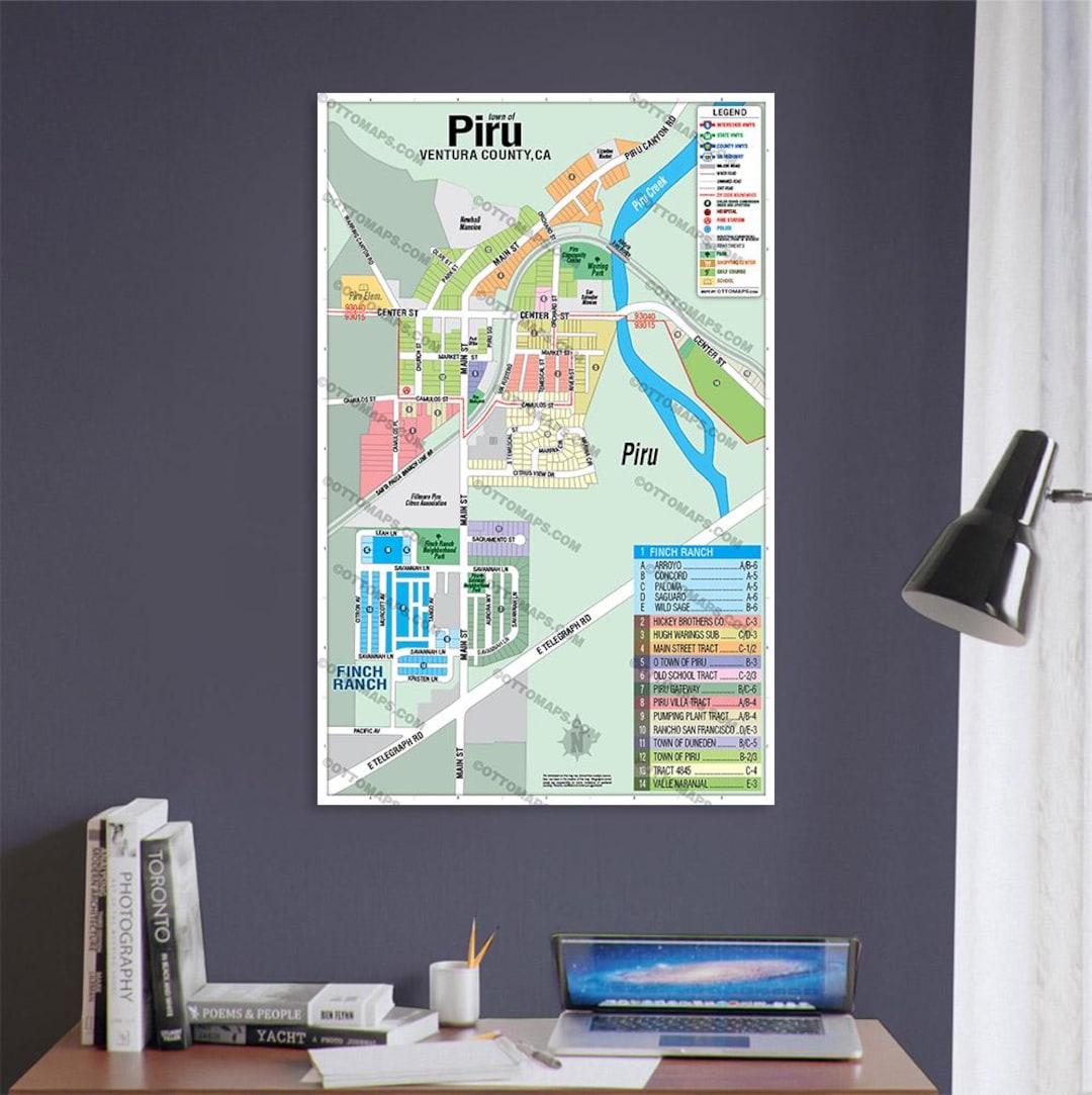 Piru Map, Ventura County, CA - POSTER PRINTS - Etsy