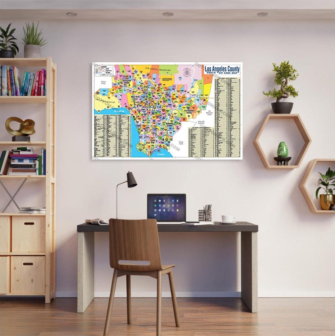 Los Angeles Zip Code Map - SOUTH (zip Codes Colored) - POSTER PRINTS ...