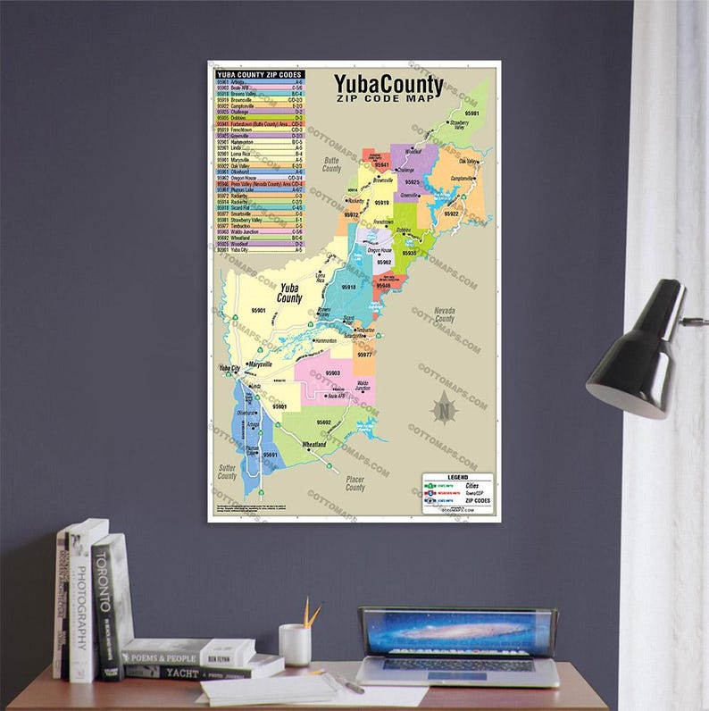 Yuba County Zip Code Map - POSTER PRINTS - Etsy