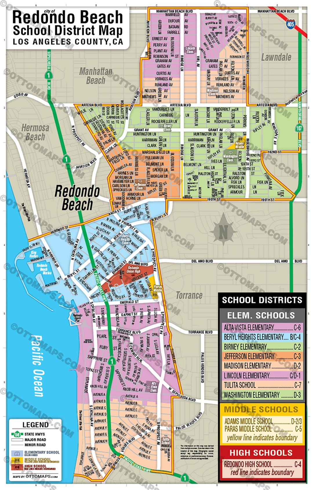 Redondo Beach School District Map POSTER PRINTS - Etsy