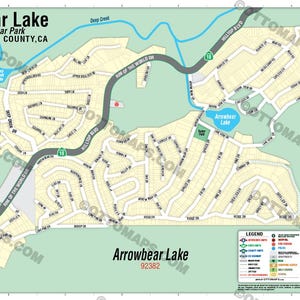 Arrowbear Lake Map, San Bernardino County, CA - POSTER PRINTS - Etsy