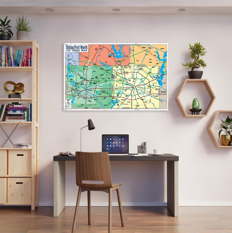Dallas Fort Worth Map - No Zip Codes - POSTER PRINTS - Etsy