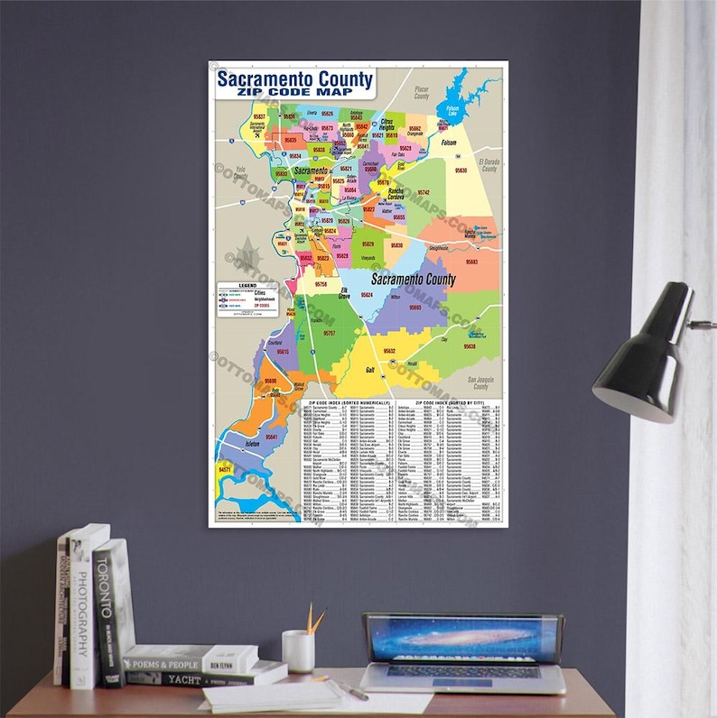 Sacramento County Zip Code Map - POSTER PRINTS - Etsy