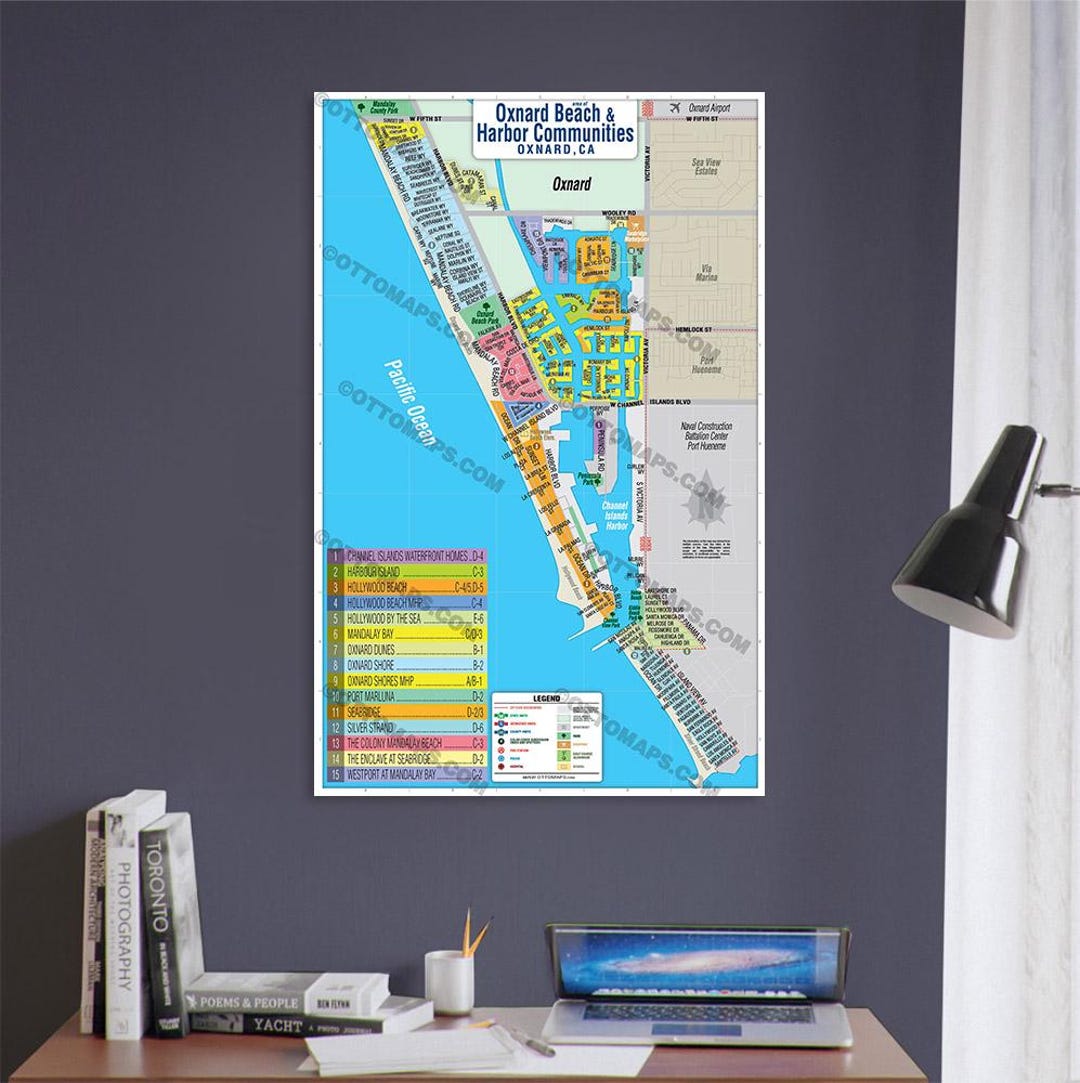 Oxnard Coastal Map - Oxnard Shores and Channel Islands - POSTER PRINTS ...