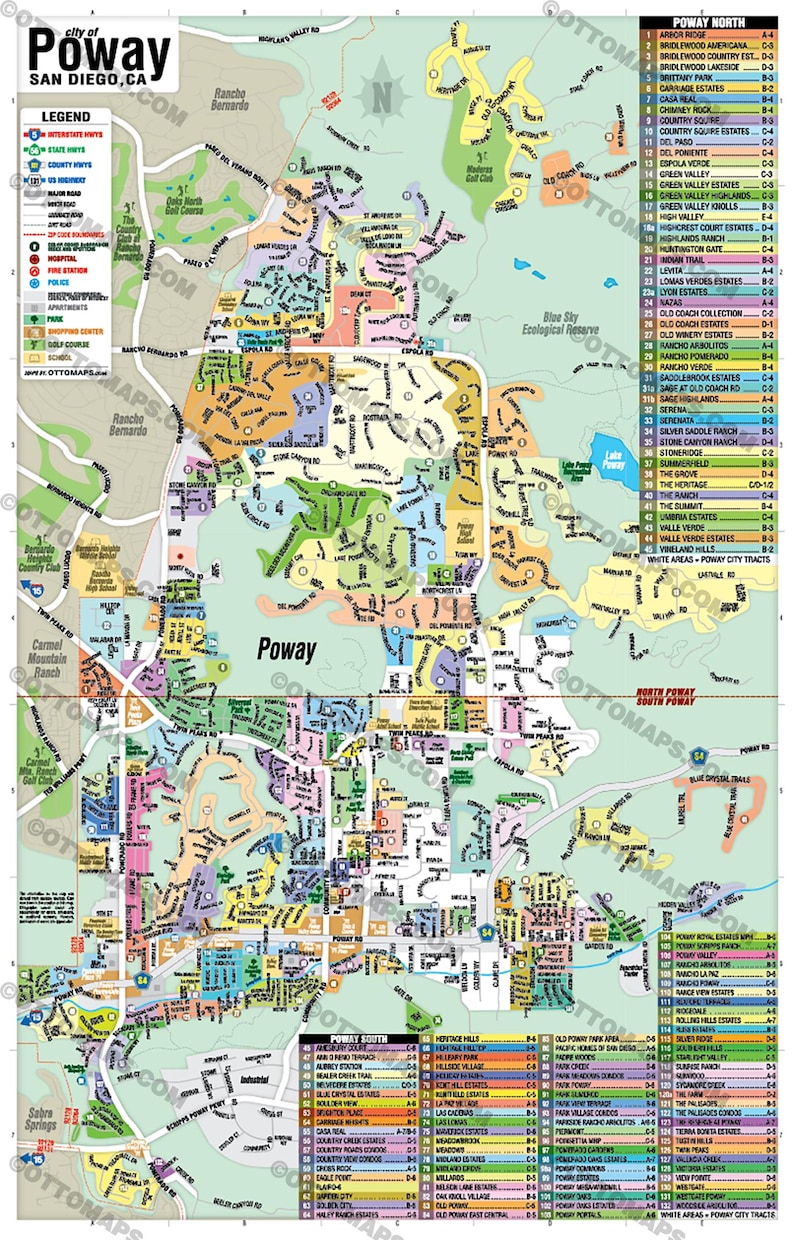 Poway Map, San Diego County - POSTER PRINTS - Etsy
