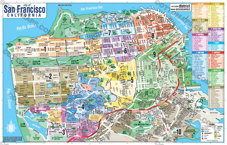 San Francisco Map With MLS Areas (real Estate District Boundaries ...