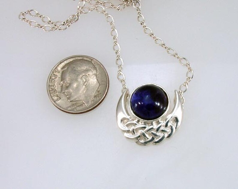 Iolite Crescent Moon Celtic Knotwork Sterling Silver Necklace - Etsy Iolite Crescent Moon Celtic Knotwork Sterling Silver Necklace - Etsy